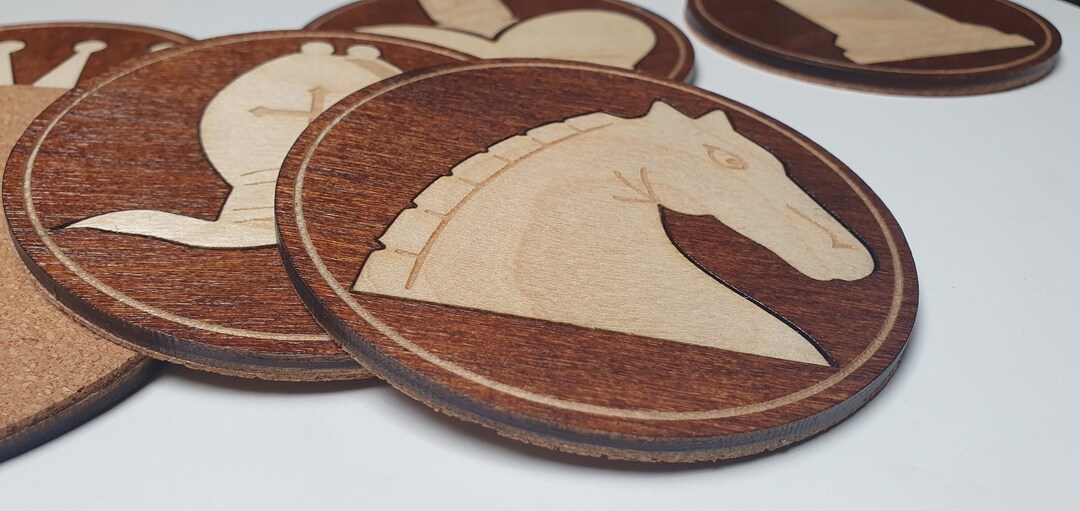 Chess Themed Inlay Wood Coasters Set of 6 Handcrafted Wood Coasters ...