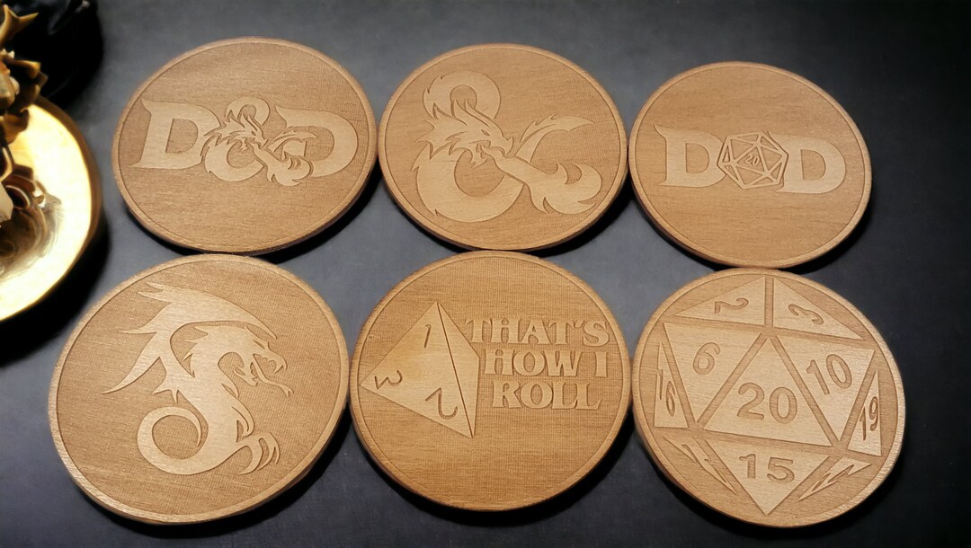 Set of 6 Dnd Coasters Dungeons and Dragons Decor D20 Inspired Coasters ...