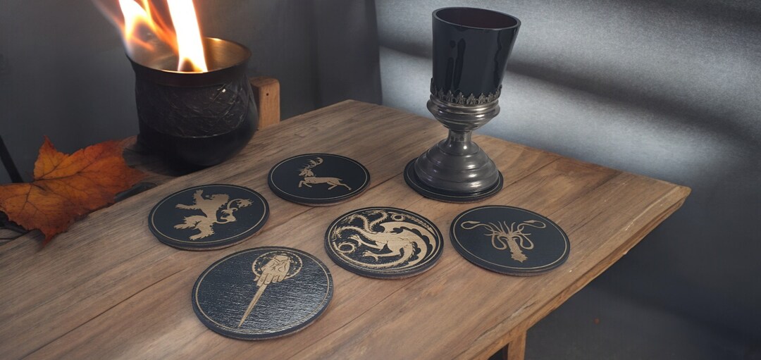 Epic Fantasy Wood Coasters Set of 6 Medieval Kingdoms Inspired High ...