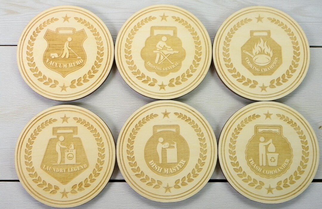 Funny Husband Medals Coaster Set – “want a Medal?” Now You Can! Wooden ...