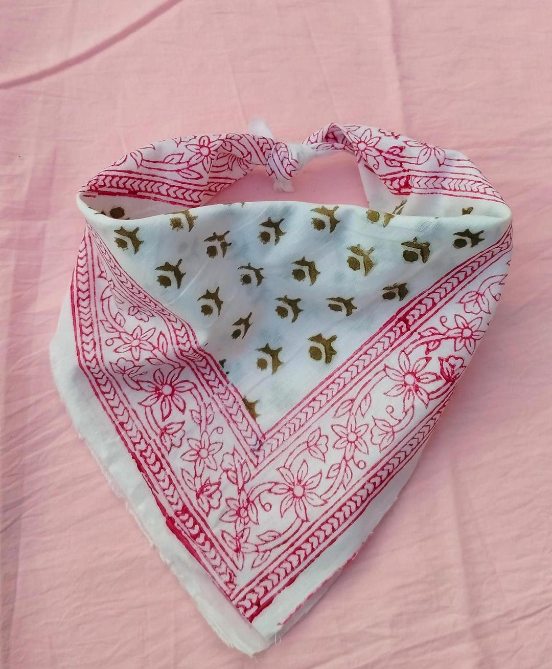 Handblock Floral Cotton Bandana, Printed Cloth (21x21 In) - Etsy