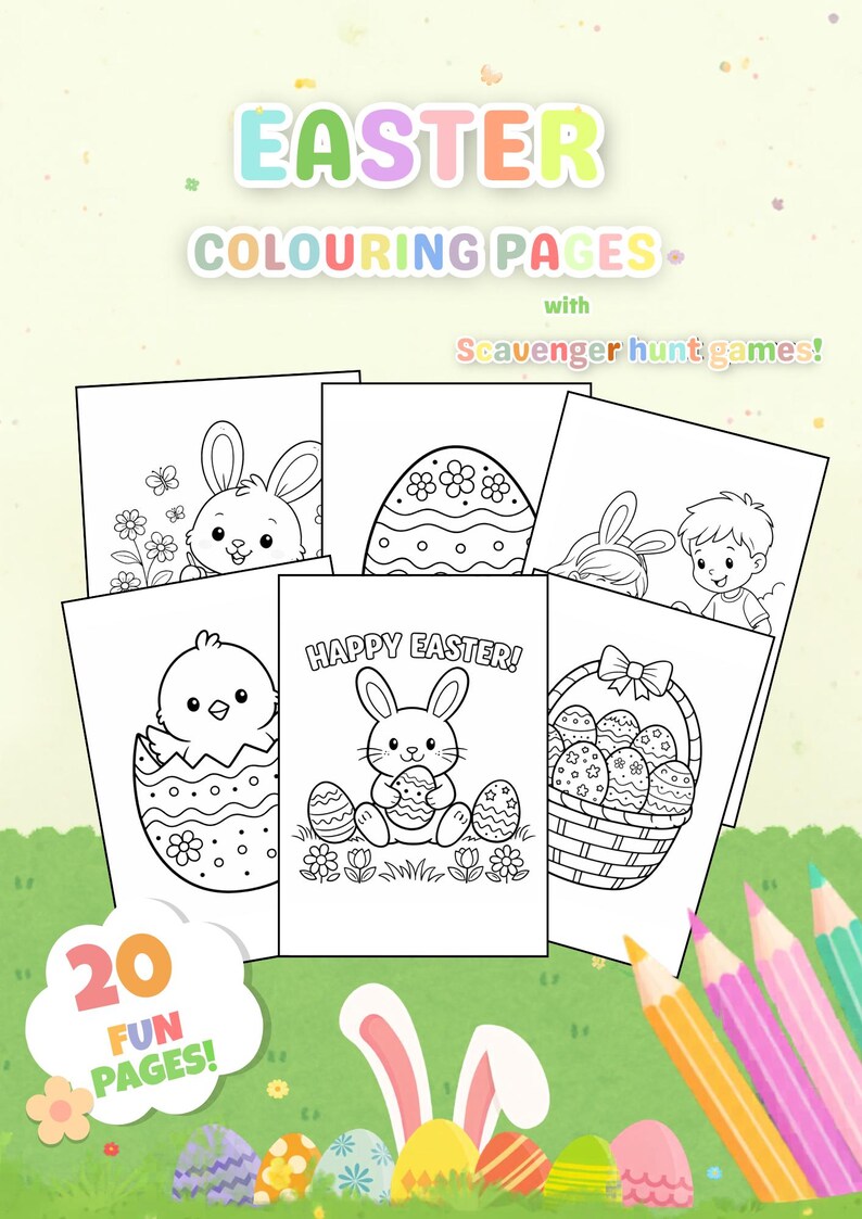 Easter Coloring Pages Printable Kids Activity Pack Instant Download ...