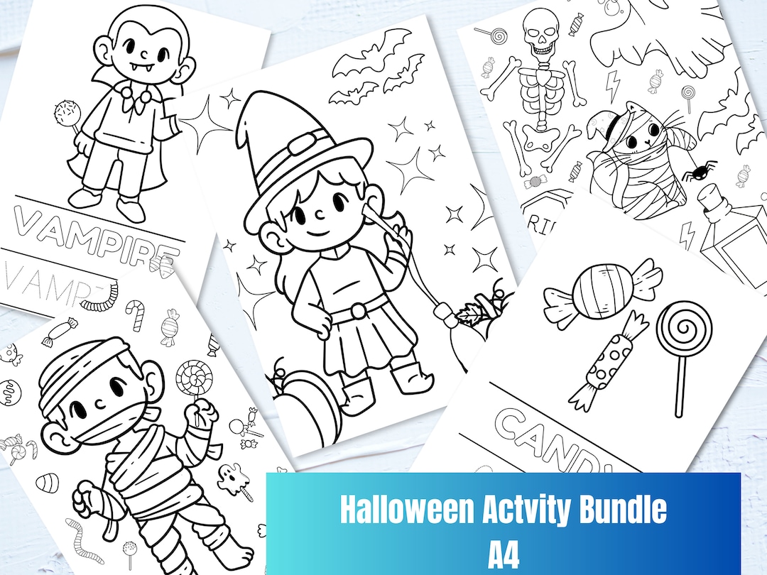 Printable Halloween Colouring Pages, Bundle Colouring Pages,colouring ...