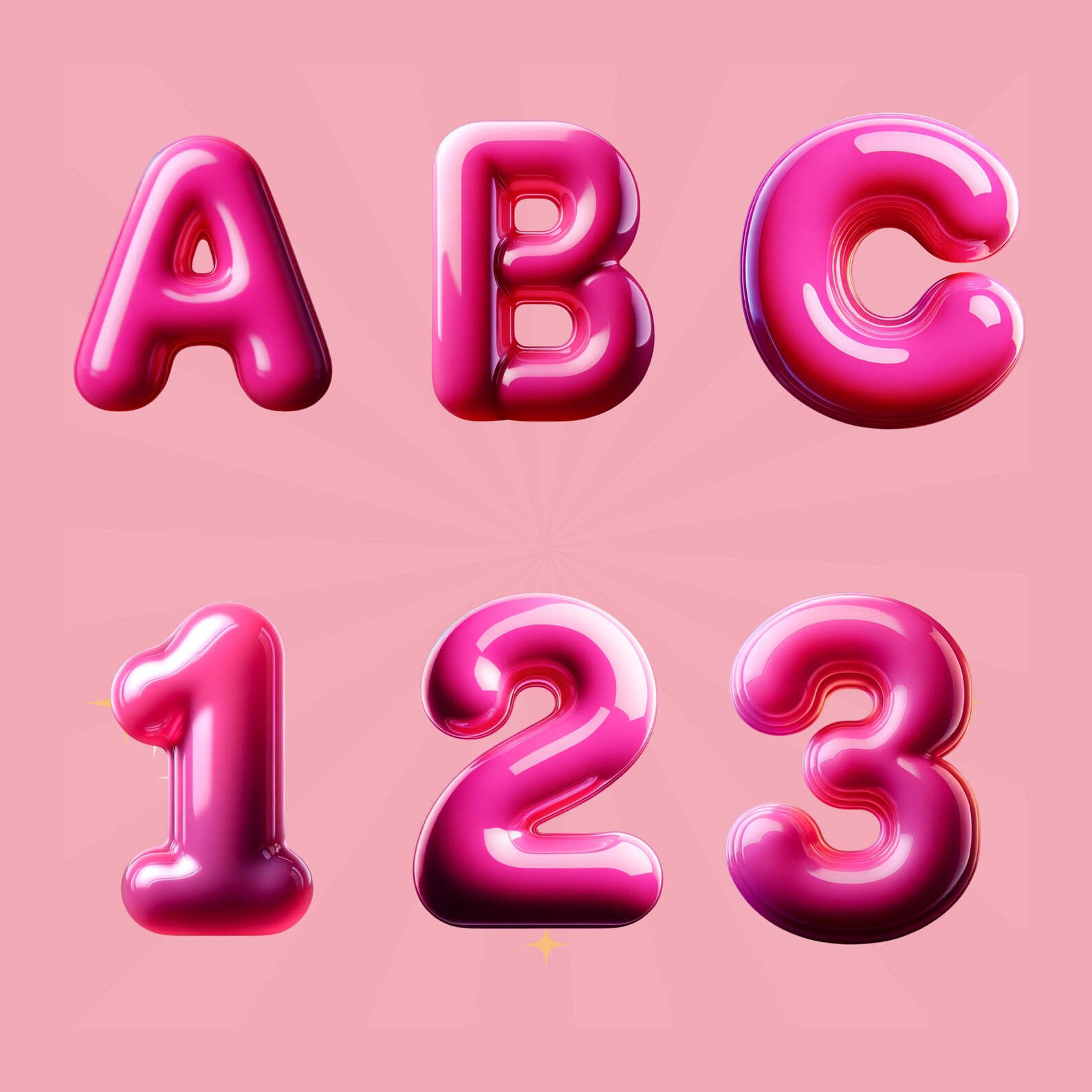 Pink Bubble Balloon Alphabet&number, Balloon Clipart, Foil Balloon ...