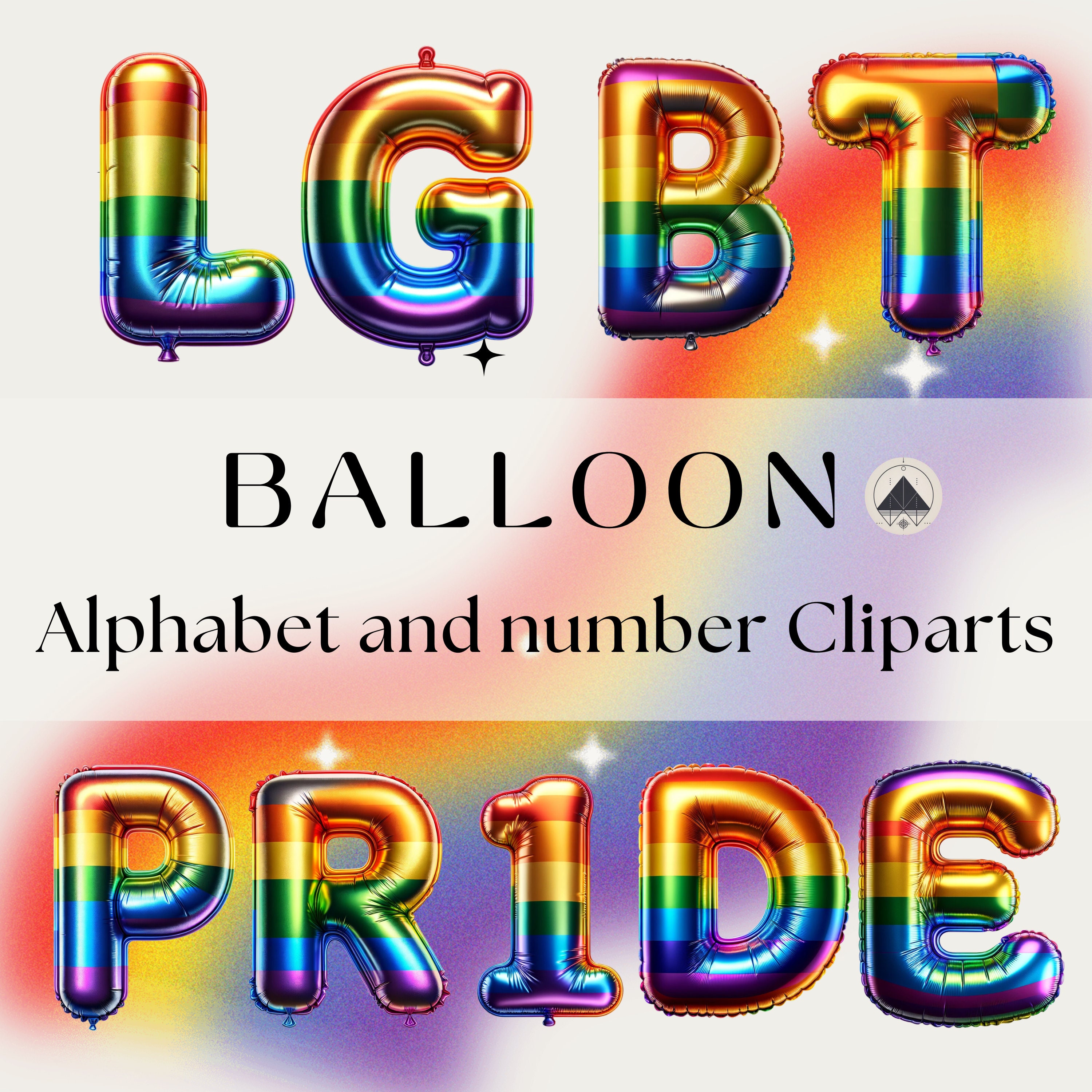 LGBT Pride Balloon Alphabet&number, Pride Flag Foil Balloon Clipart ...