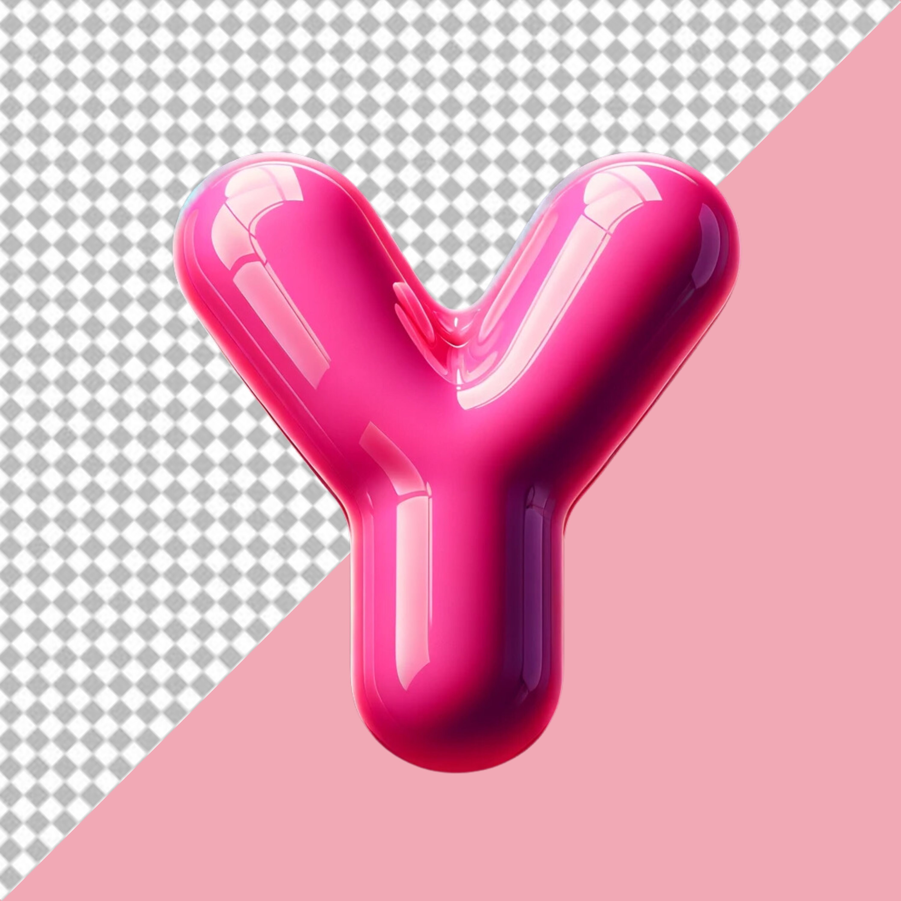 Pink Bubble Balloon Alphabet&number, Balloon Clipart, Foil Balloon ...