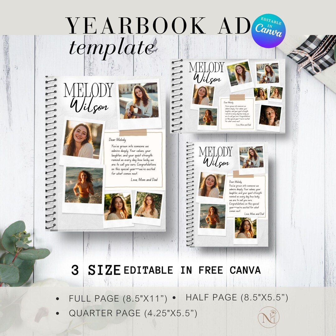 Yearbook Ad Template - Full Half Quarter Page , Senior Yearbook Ad ...
