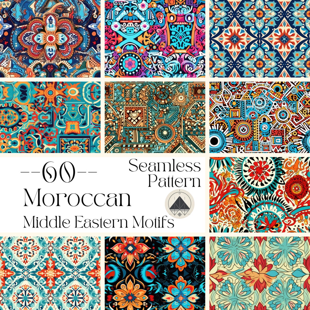 Moroccan Middle Eastern Motifs Seamless Pattern, Motifs Digital Paper ...