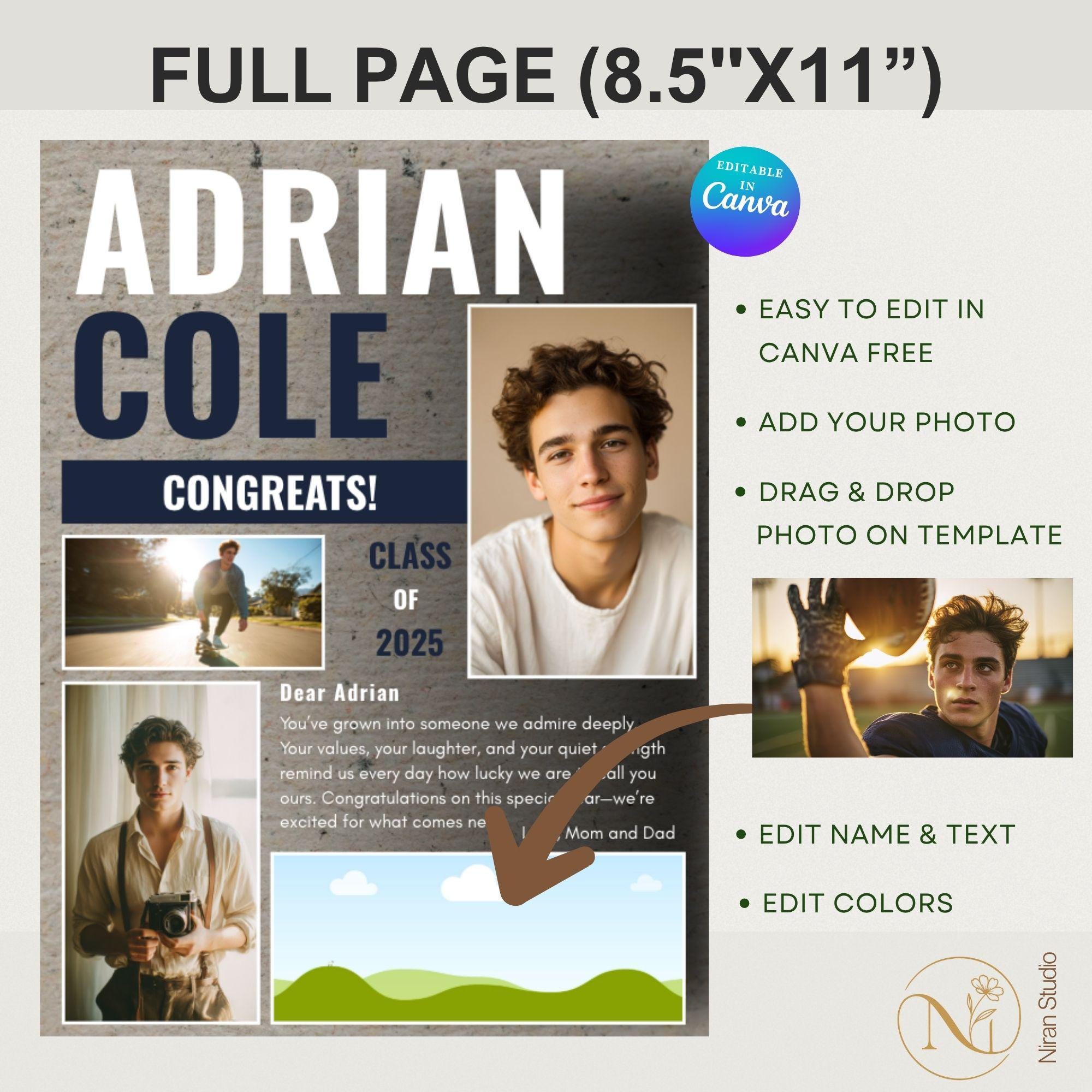 Yearbook Ad Template - Full Half Quarter Page , Senior Yearbook Ad ...