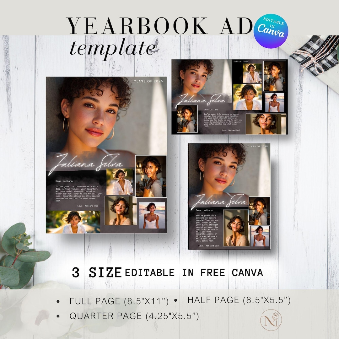 Yearbook Ad Template - Full Half Quarter Page , Senior Yearbook Ad ...
