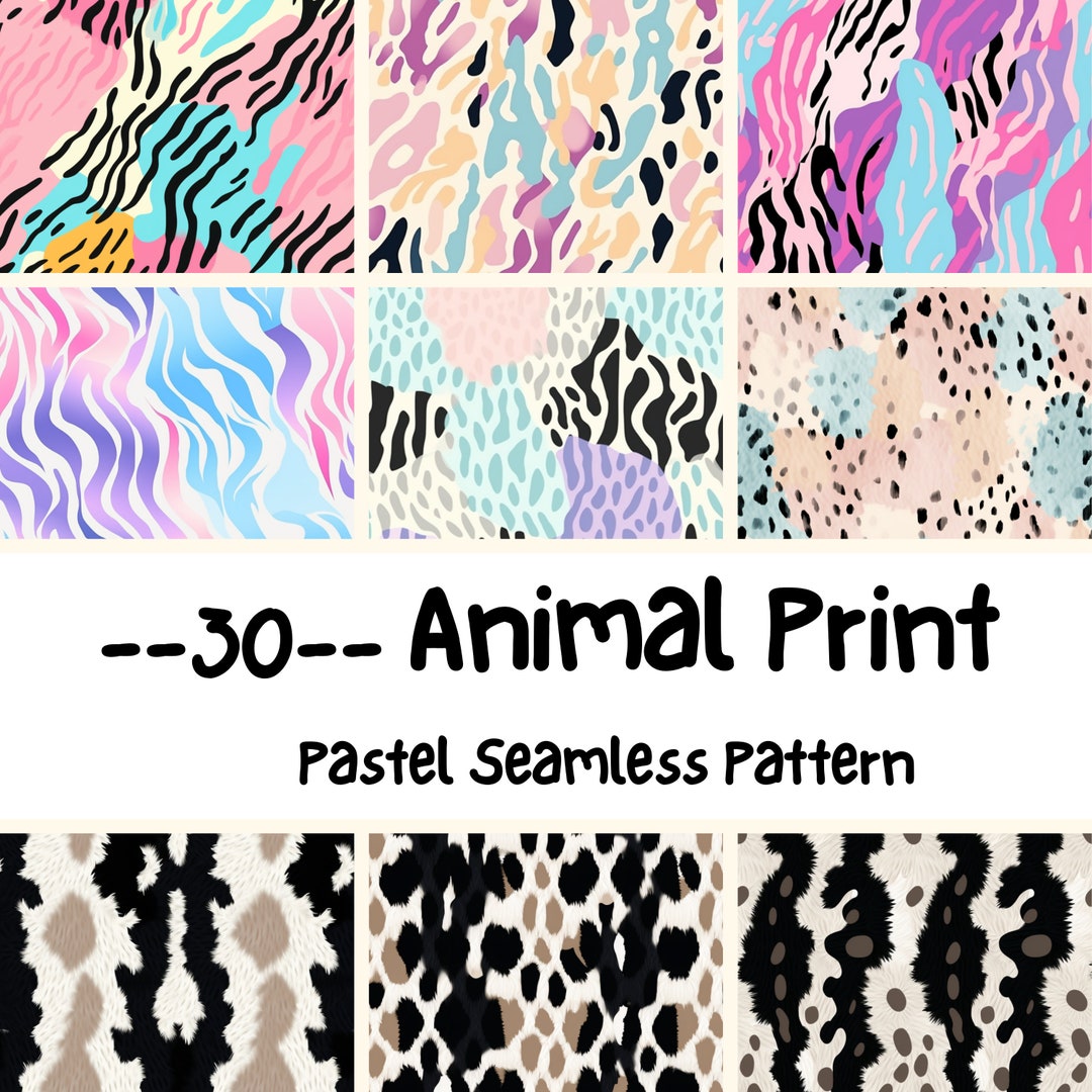 Seamless Pattern Animal Skin Pastel Mixed, Digital Fabric, Animal Print ...