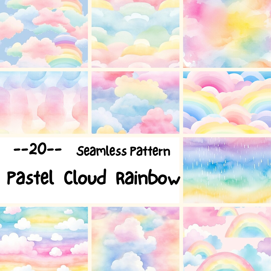 Pastel Cloud Digital Paper, Seamless Colorful Cloud, Sky Background ...