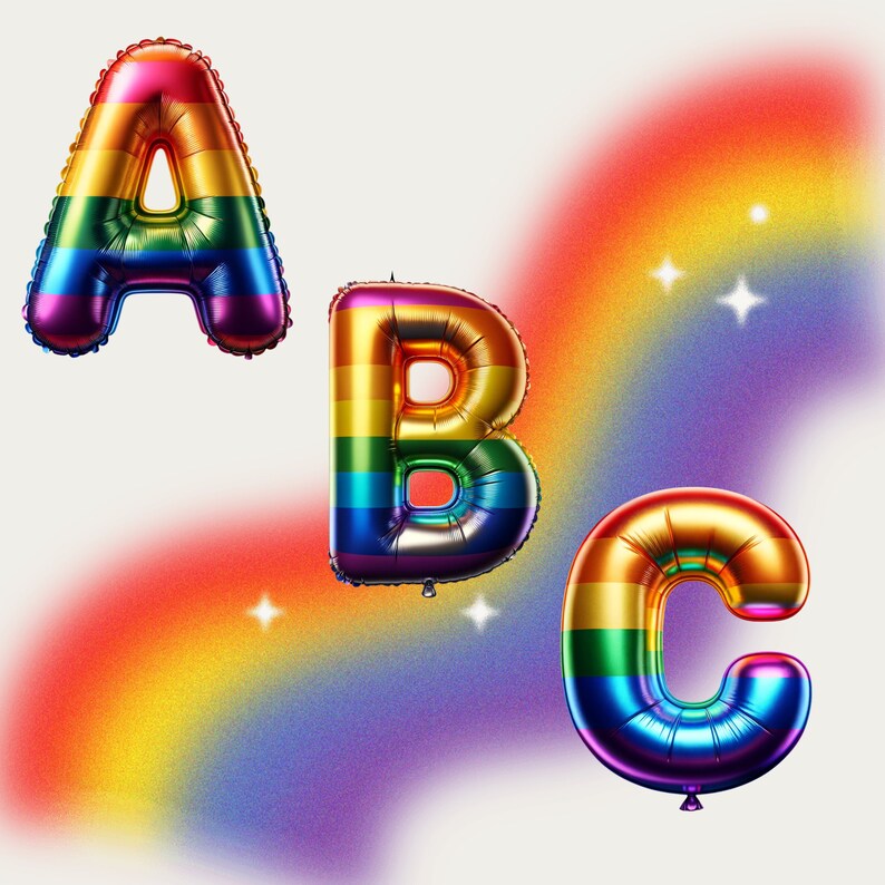 LGBT Pride Balloon Alphabet&number, Pride Flag Foil Balloon Clipart ...