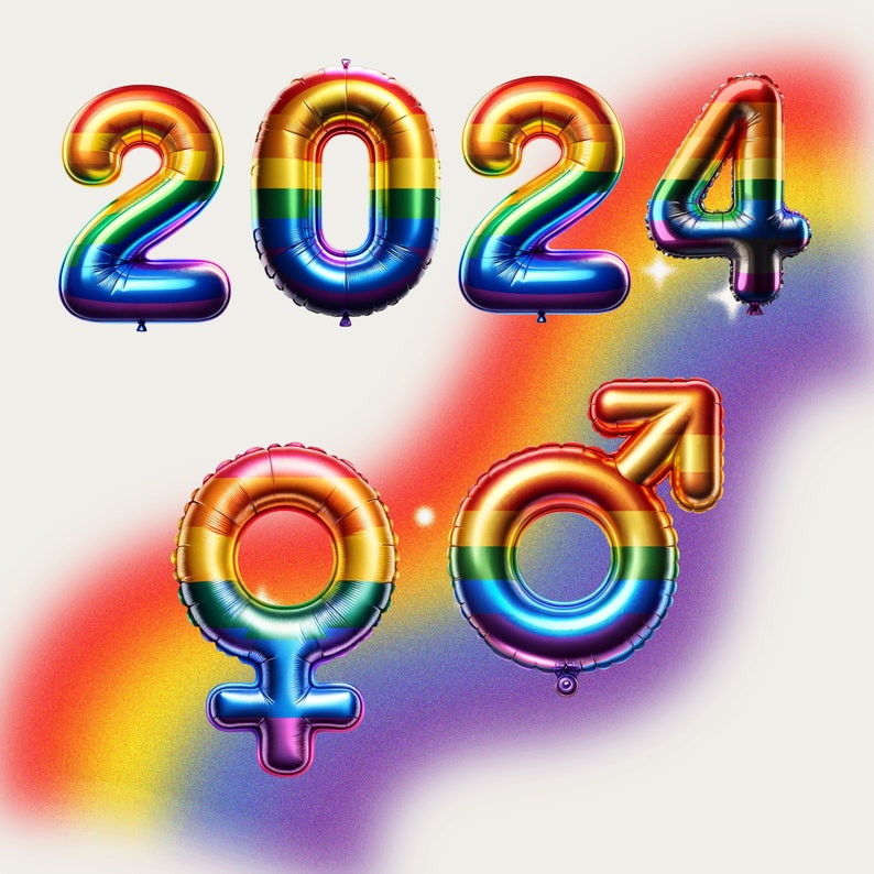 LGBT Pride Balloon Alphabet&number, Pride Flag Foil Balloon Clipart ...