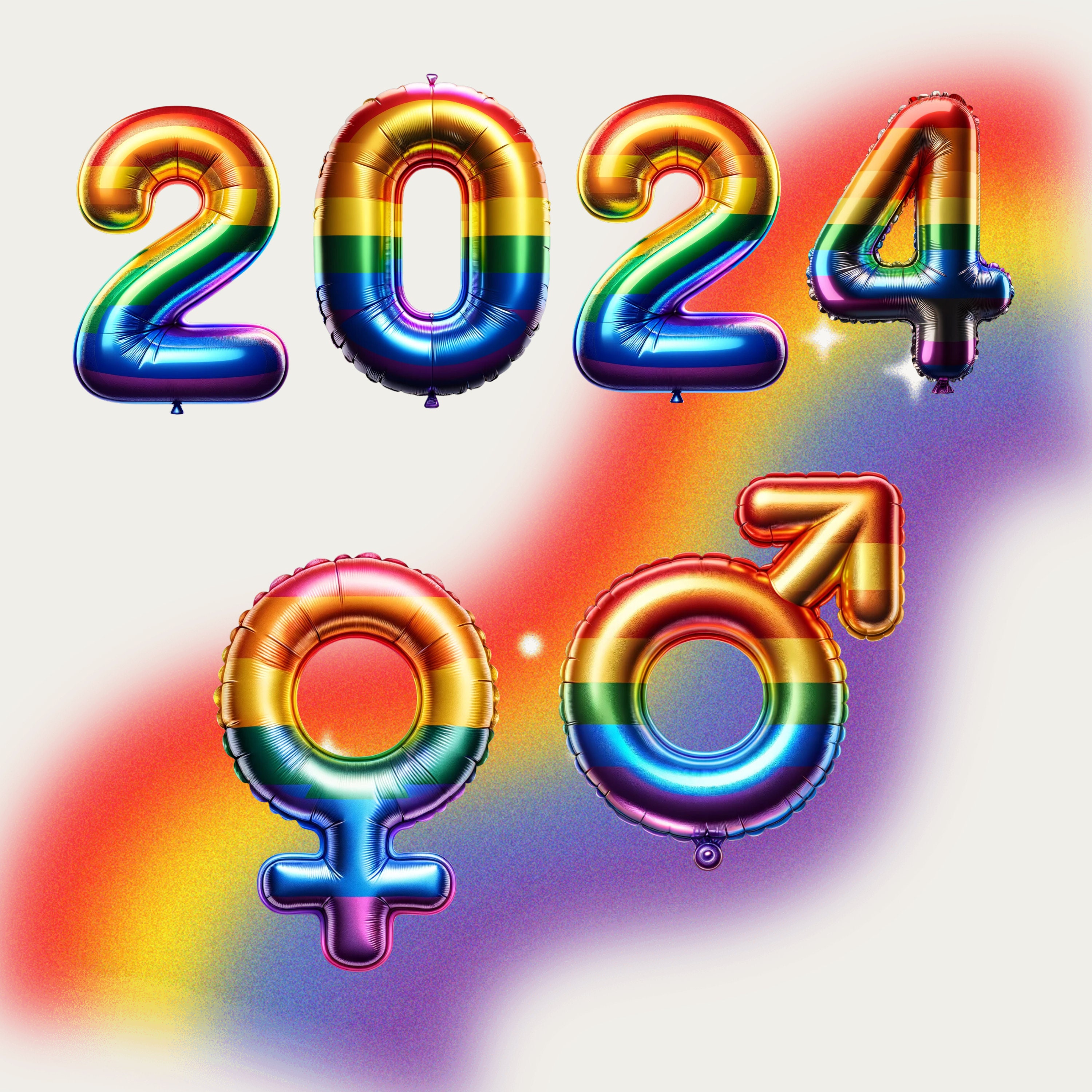 LGBT Pride Balloon Alphabet&number, Pride Flag Foil Balloon Clipart ...