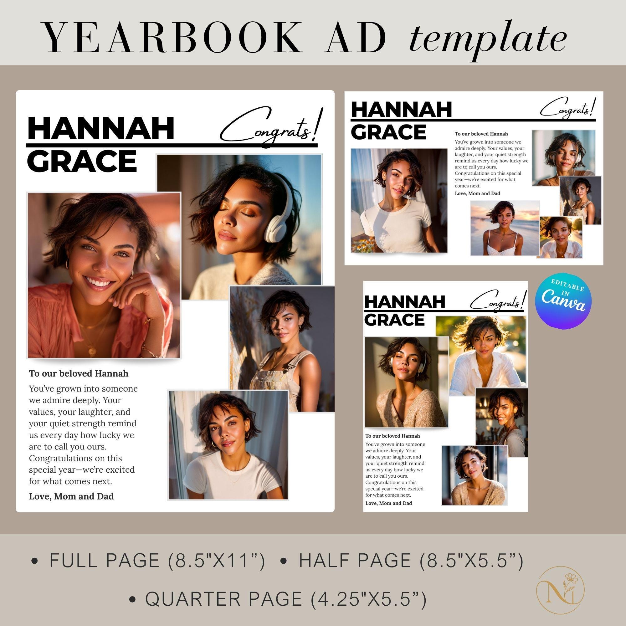 Yearbook Ad Template - Full Half Quarter Page , Senior Yearbook Ad ...