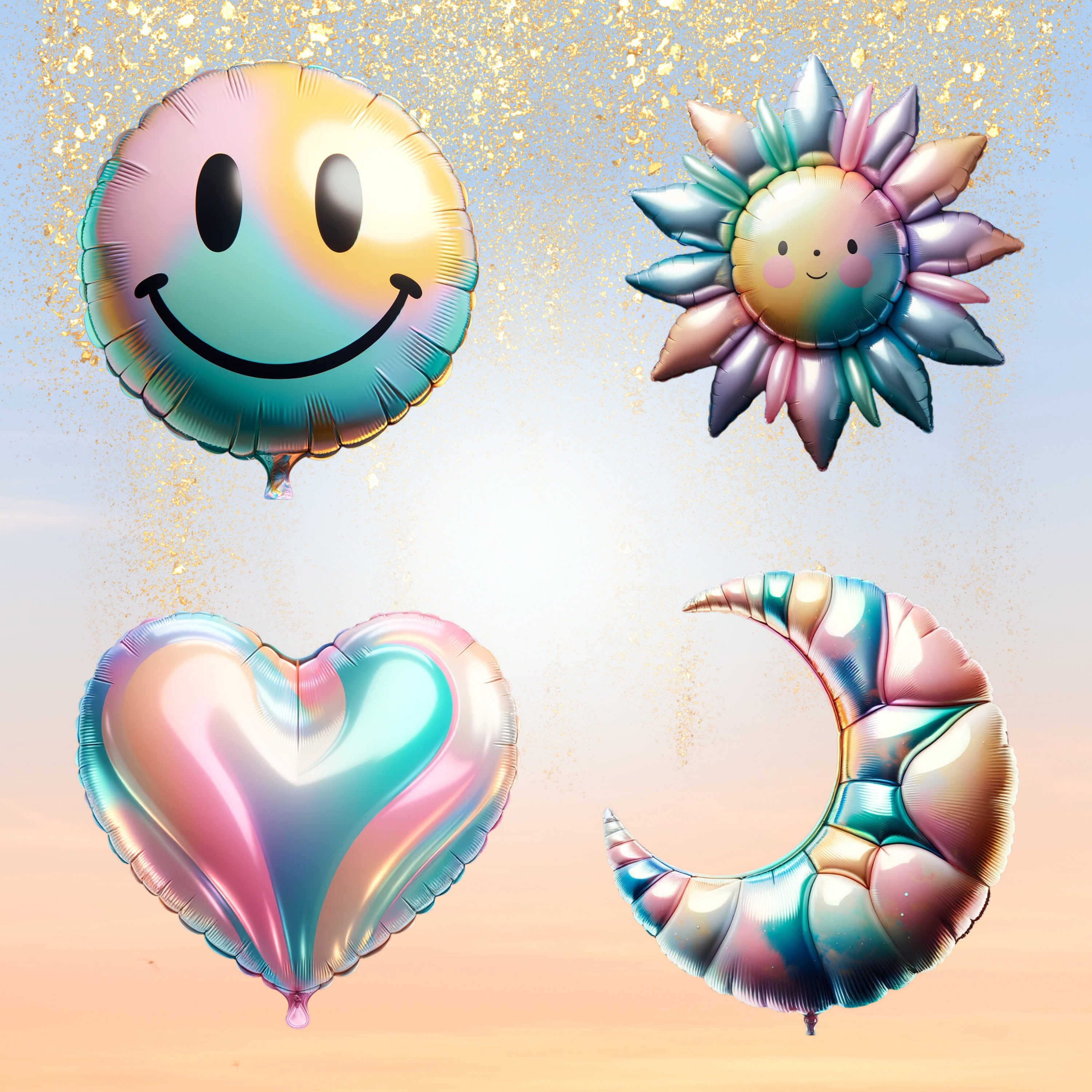 Pastel Star Balloon Alphabet and Number, Pastel Balloon Clipart, Foil ...