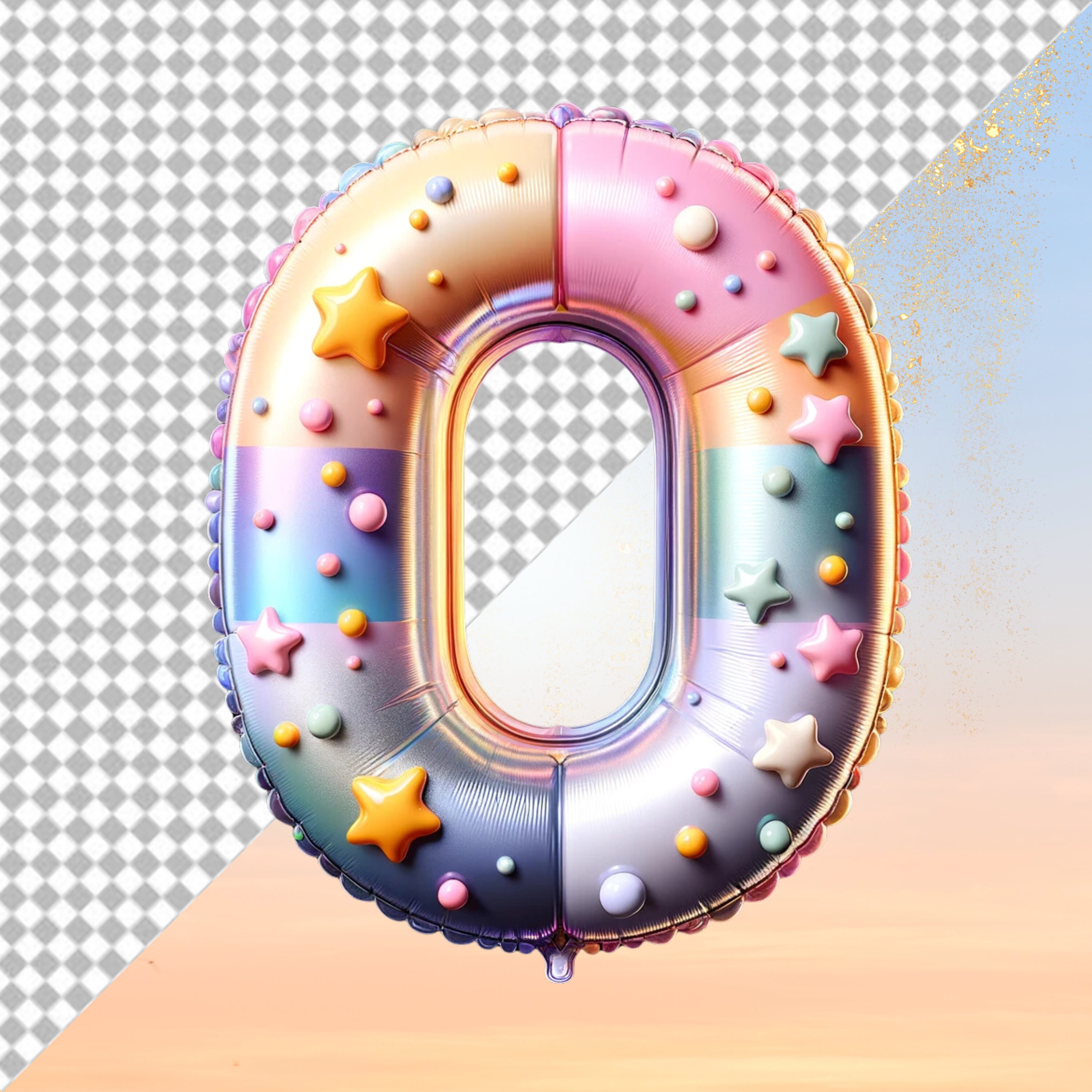 Pastel Star Balloon Alphabet and Number, Pastel Balloon Clipart, Foil ...