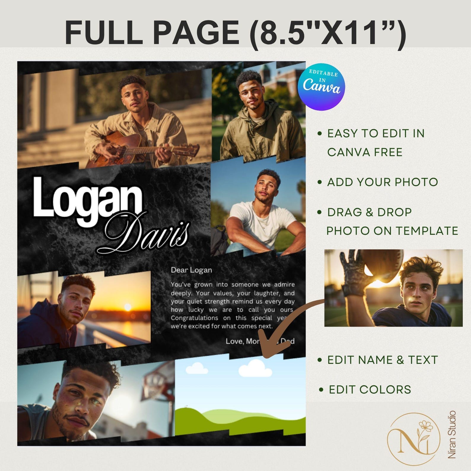 Yearbook Ad Template - Full Half Quarter Page , Senior Yearbook Ad ...