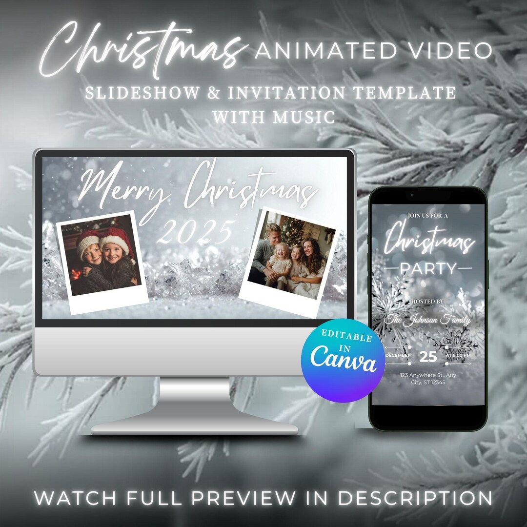 Animated Christmas Slideshow Template & Party Invitation (canva ...