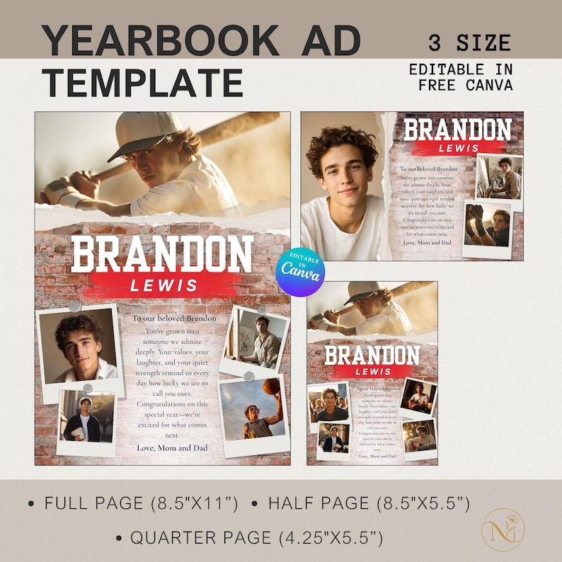Yearbook Ad Template - Full Half Quarter Page , Senior Yearbook Ad ...