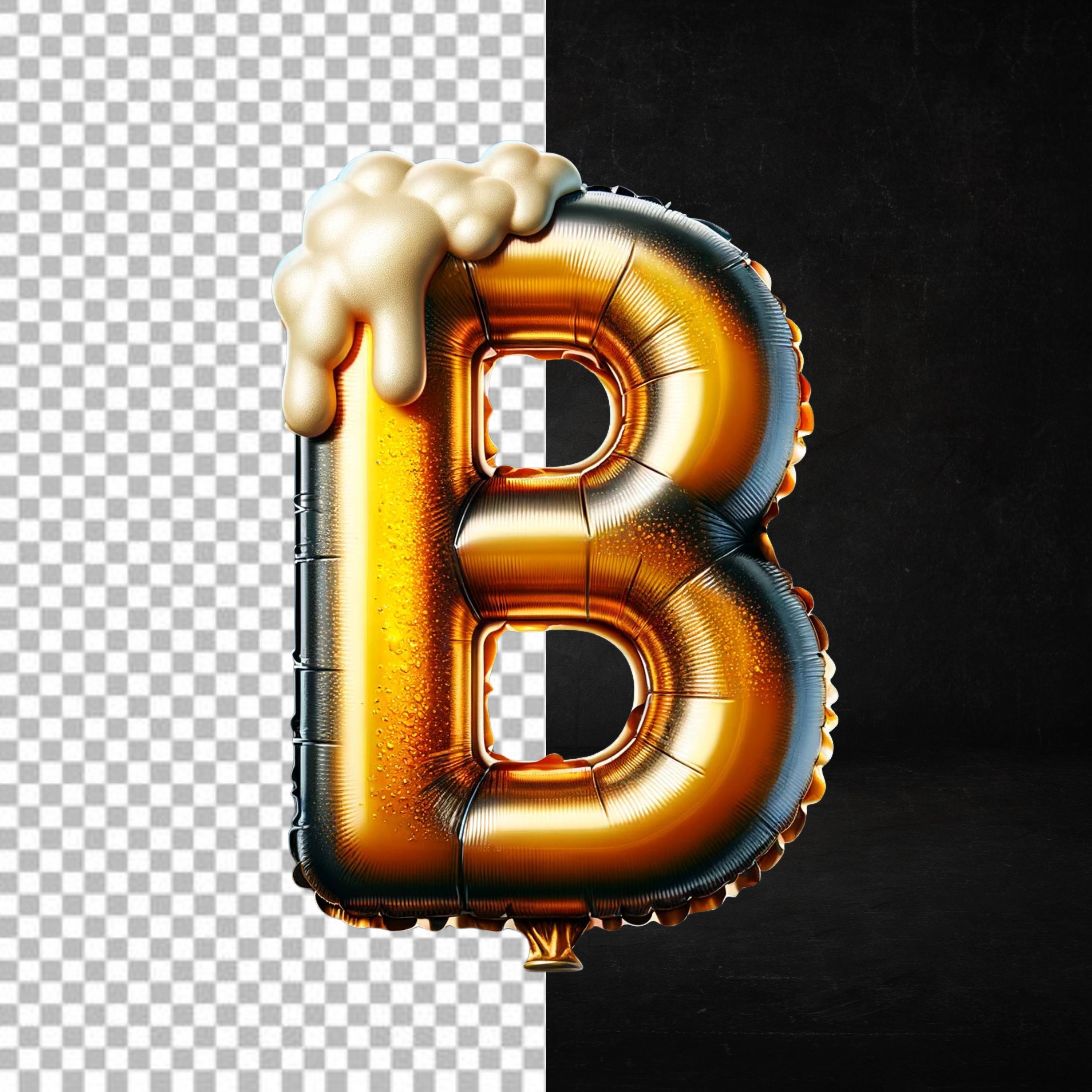 Beer Balloon Alphabet and Number, Beer Balloon Clipart, Foil Balloon ...