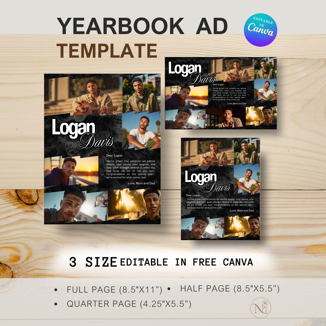 Yearbook Ad Template - Full Half Quarter Page , Senior Yearbook Ad ...