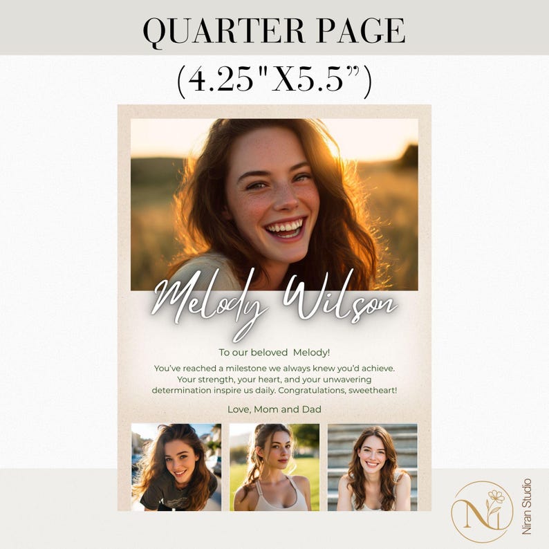 Yearbook Ad Template - Full Half Quarter Page , Senior Yearbook Ad ...