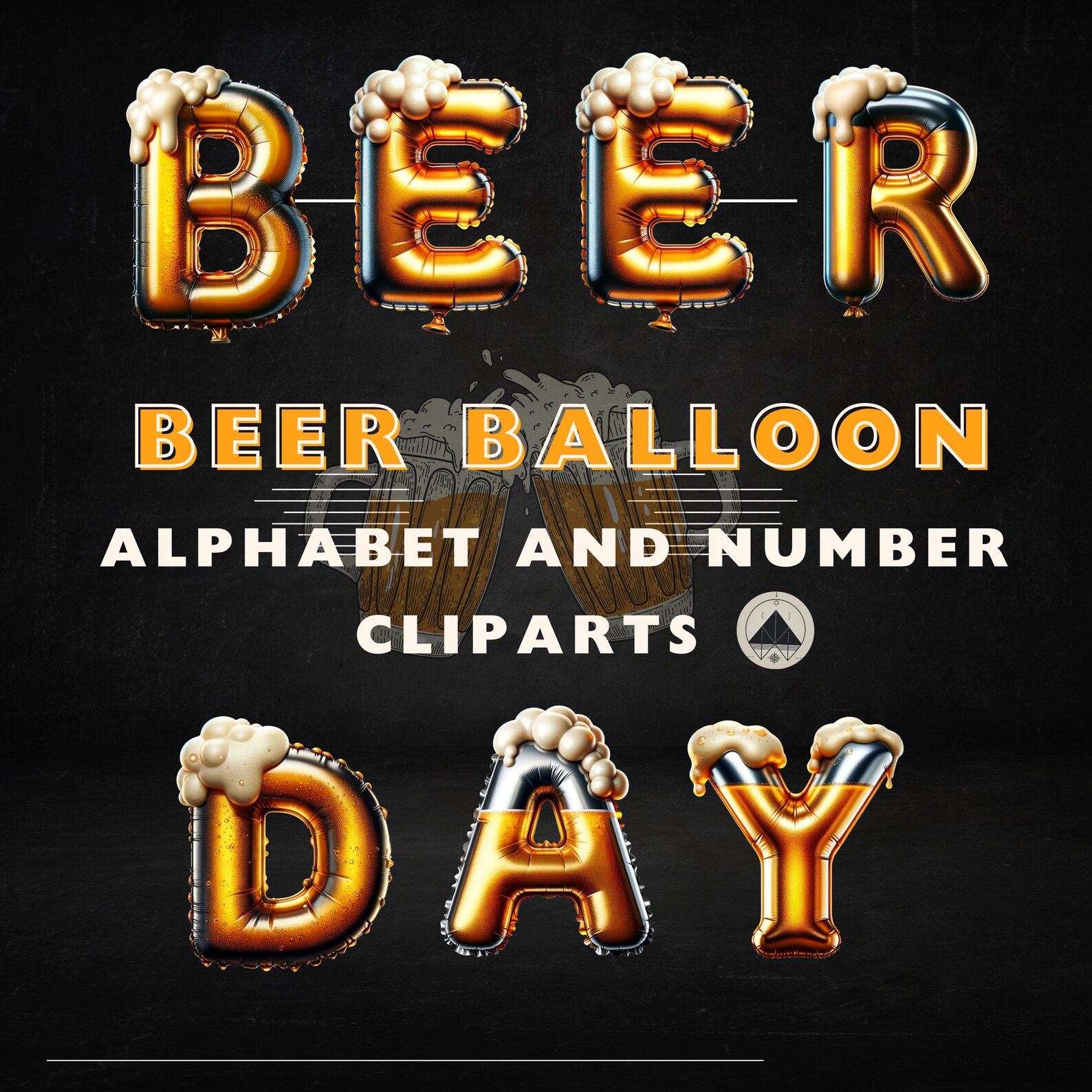 Beer Balloon Alphabet & Number Clipart: PNG Font (digital Download) - Etsy
