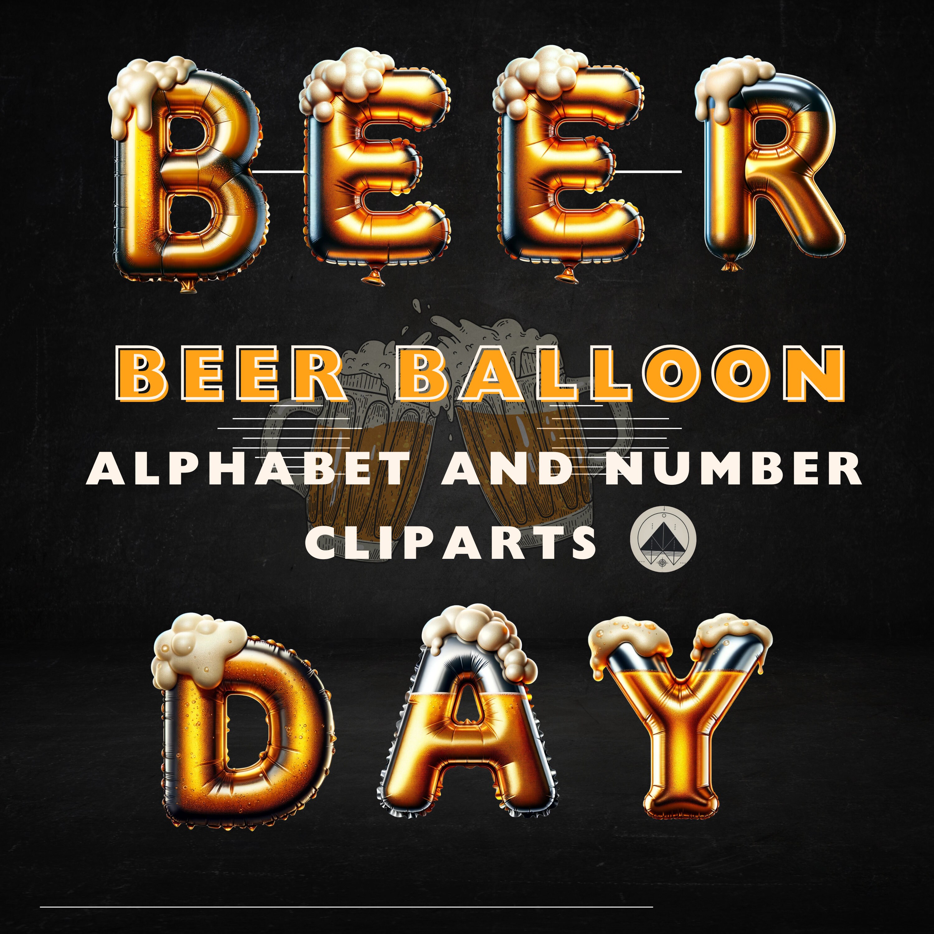 Beer Balloon Alphabet and Number, Beer Balloon Clipart, Foil Balloon ...