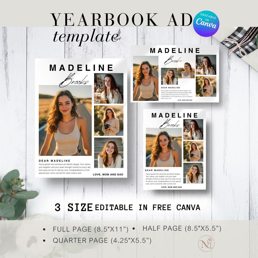 Yearbook Ad Template - Full Half Quarter Page , Senior Yearbook Ad ...