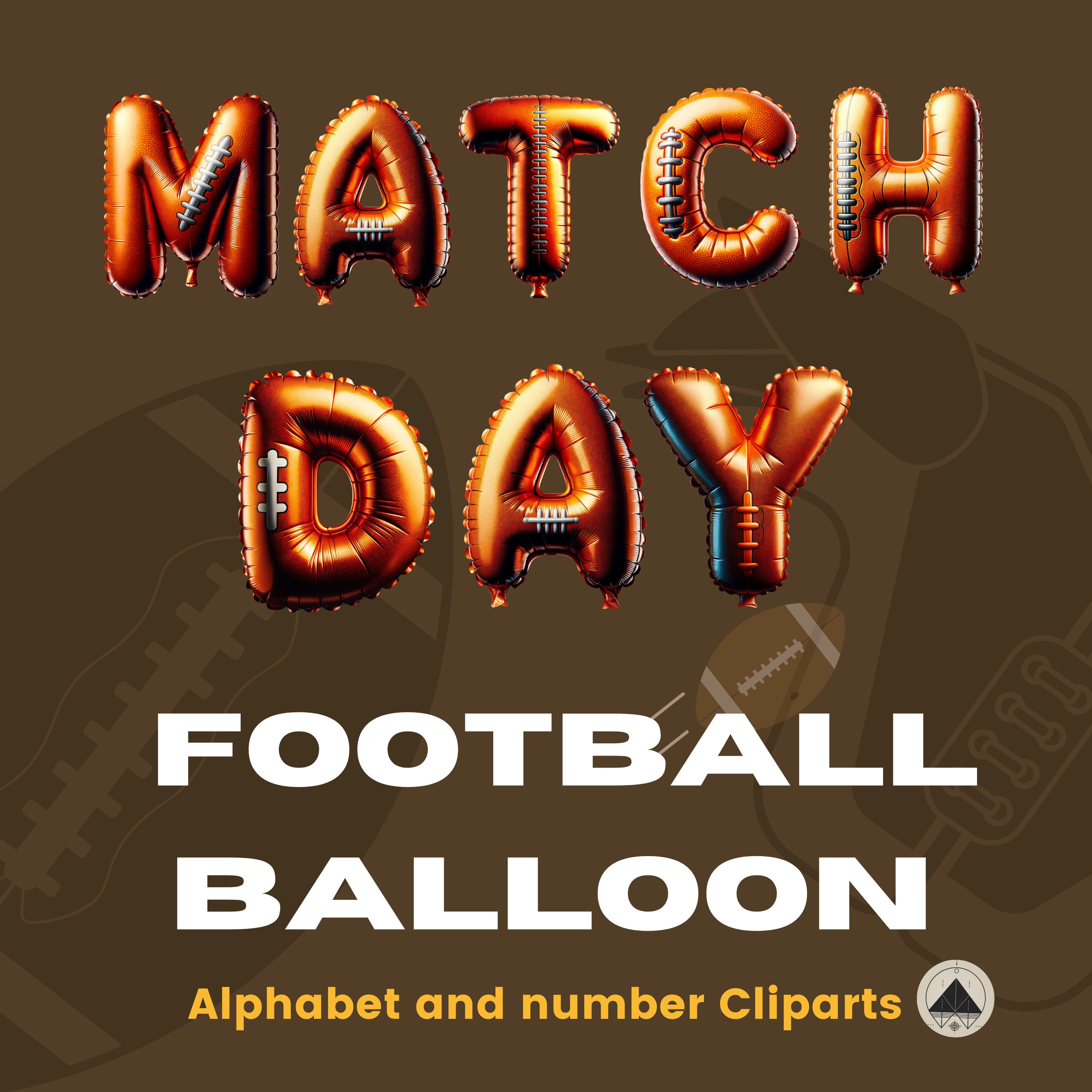 Football Balloon Alphabet & Number Clipart: PNG Font (digital Download ...