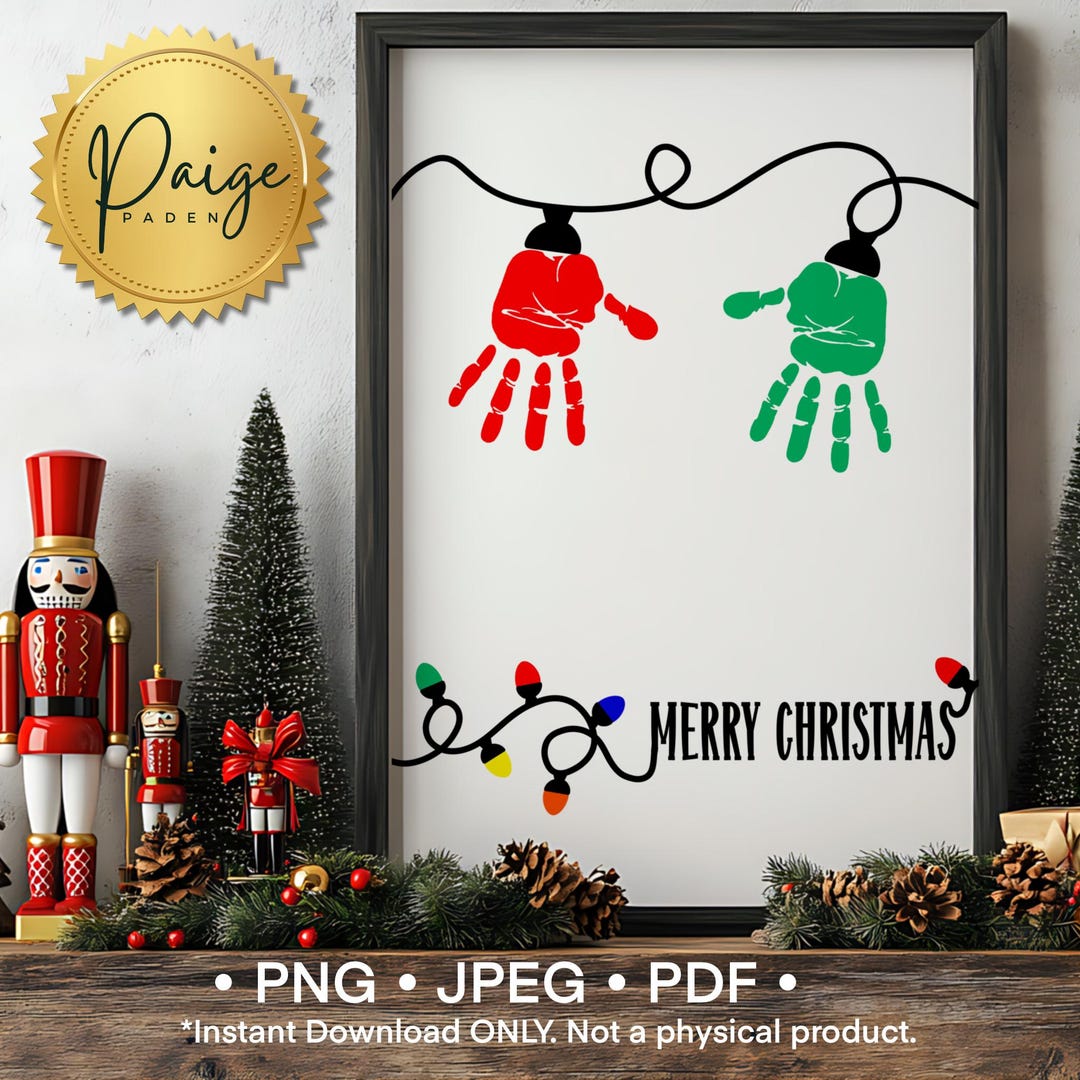 Christmas Handprint Keepsake Printable for Kids, Holiday Memory Art ...