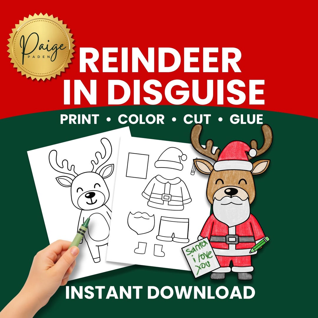 Reindeer in Disguise Craft Printable | Christmas Kids Cut & Paste ...