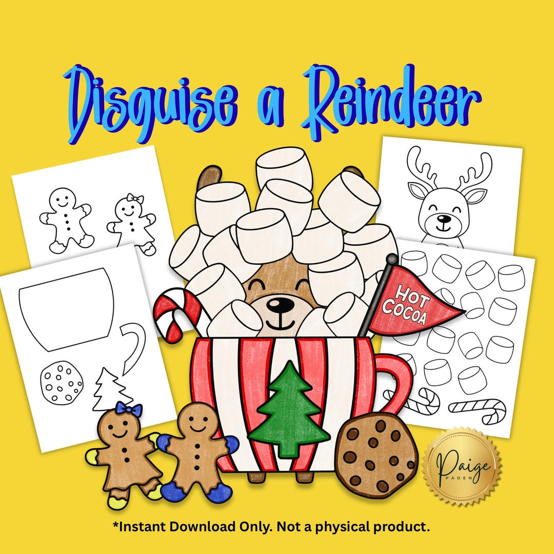 Disguise a Reindeer Hot Cocoa Craft • Christmas Cut & Paste Printable ...