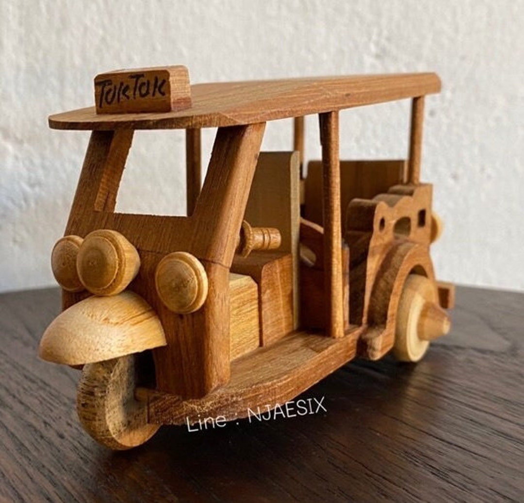 Authentic Teak Wood Tuk Tuk Model - Handcrafted Wooden Thai Tuk Tuk ...