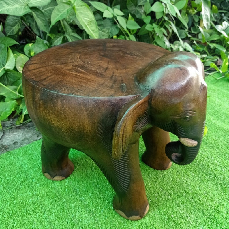 Elephant Wooden Stool Durable Elephant Shaped Bench, Elephant Stool ...