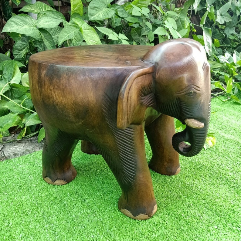 Elephant Wooden Stool Durable Elephant Shaped Bench, Elephant Stool ...