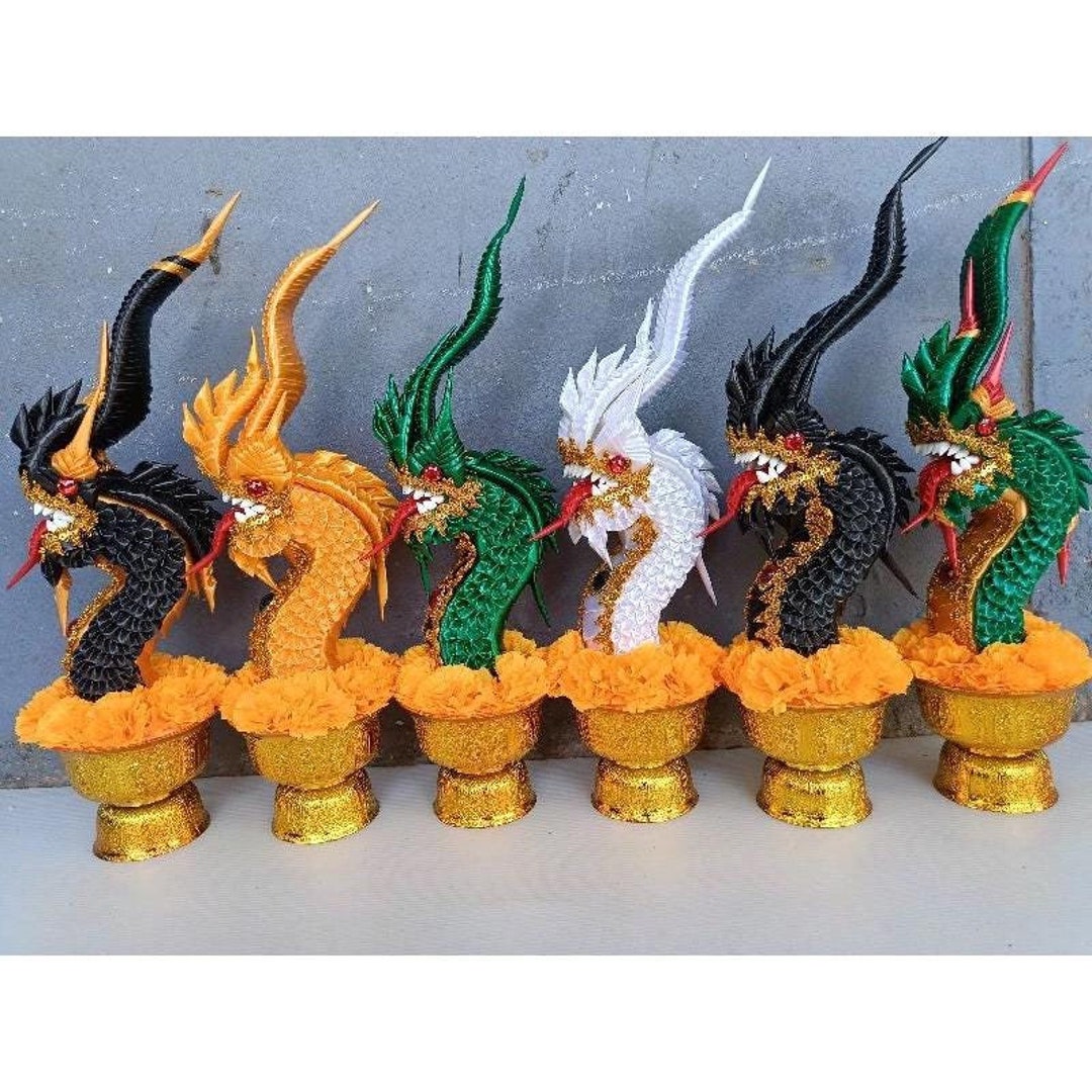 Single-headed Naga Ribbon Offering | Sacred Thai Naga Decor | 18" Tall ...