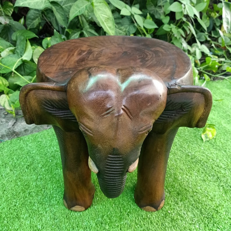 Elephant Wooden Stool Durable Elephant Shaped Bench, Elephant Stool ...