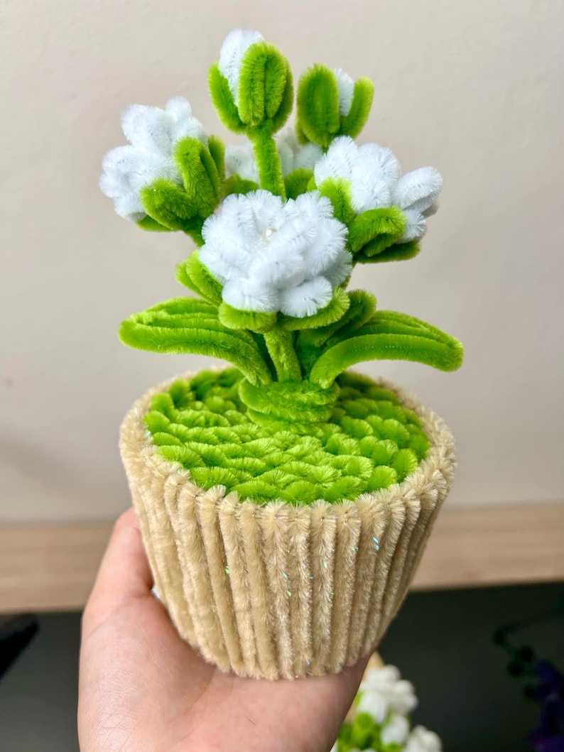 Velvet Wire Jasmine Flower Pot: Handmade DIY Home Decor Gift - Etsy