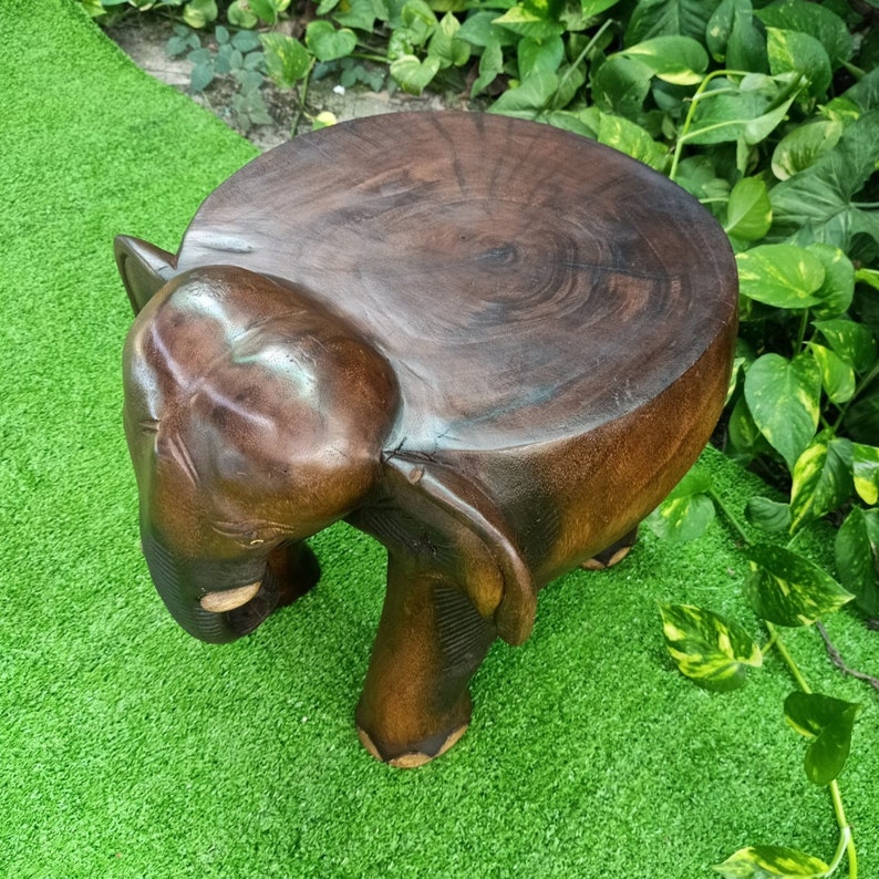 Elephant Wooden Stool Durable Elephant Shaped Bench, Elephant Stool ...