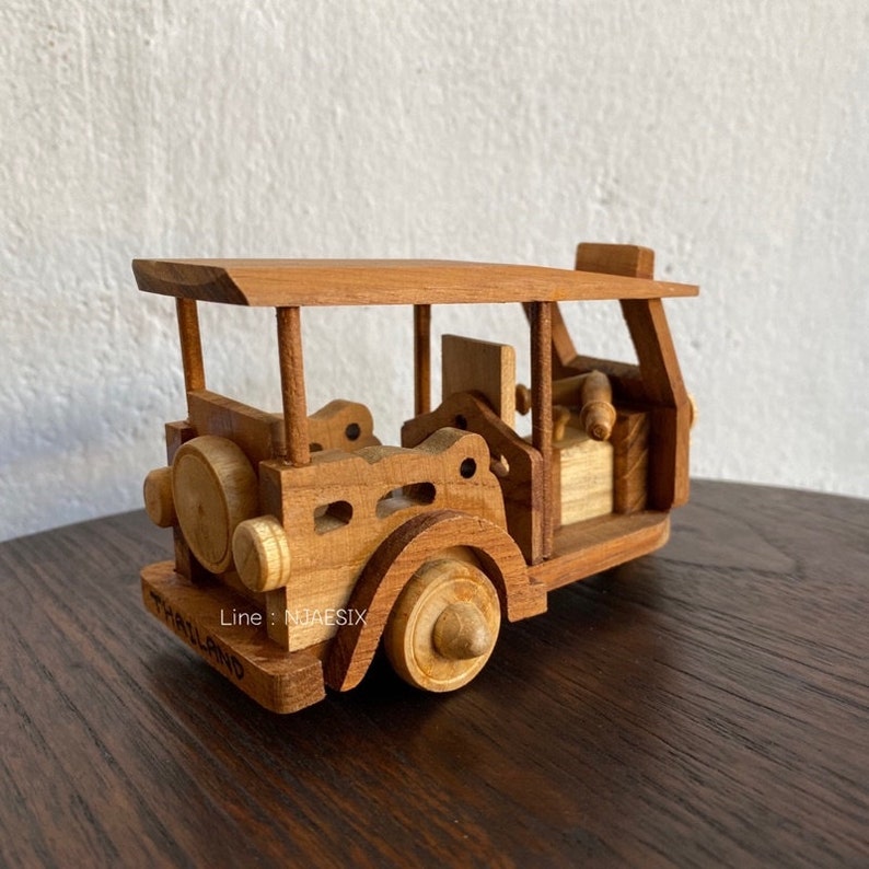 Authentic Teak Wood Tuk Tuk Model - Handcrafted Wooden Thai Tuk Tuk ...