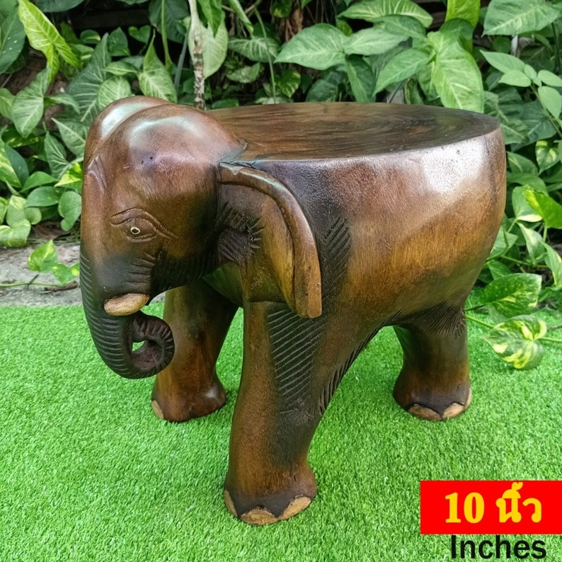Elephant Wooden Stool Durable Elephant Shaped Bench, Elephant Stool ...