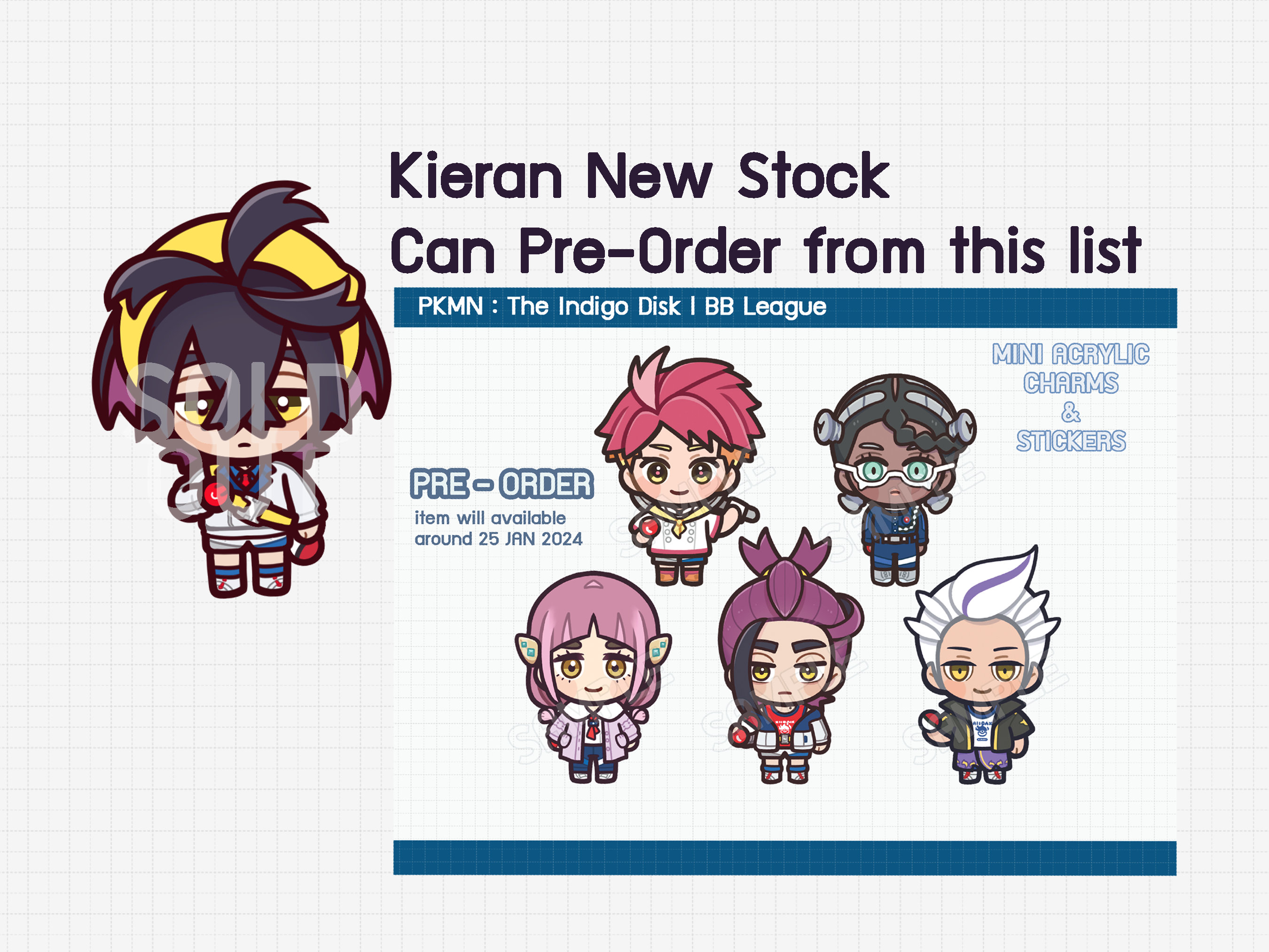 Pokemon Mini Acrylic Keychain Florian, Juliana, Kieran, Carmine ...