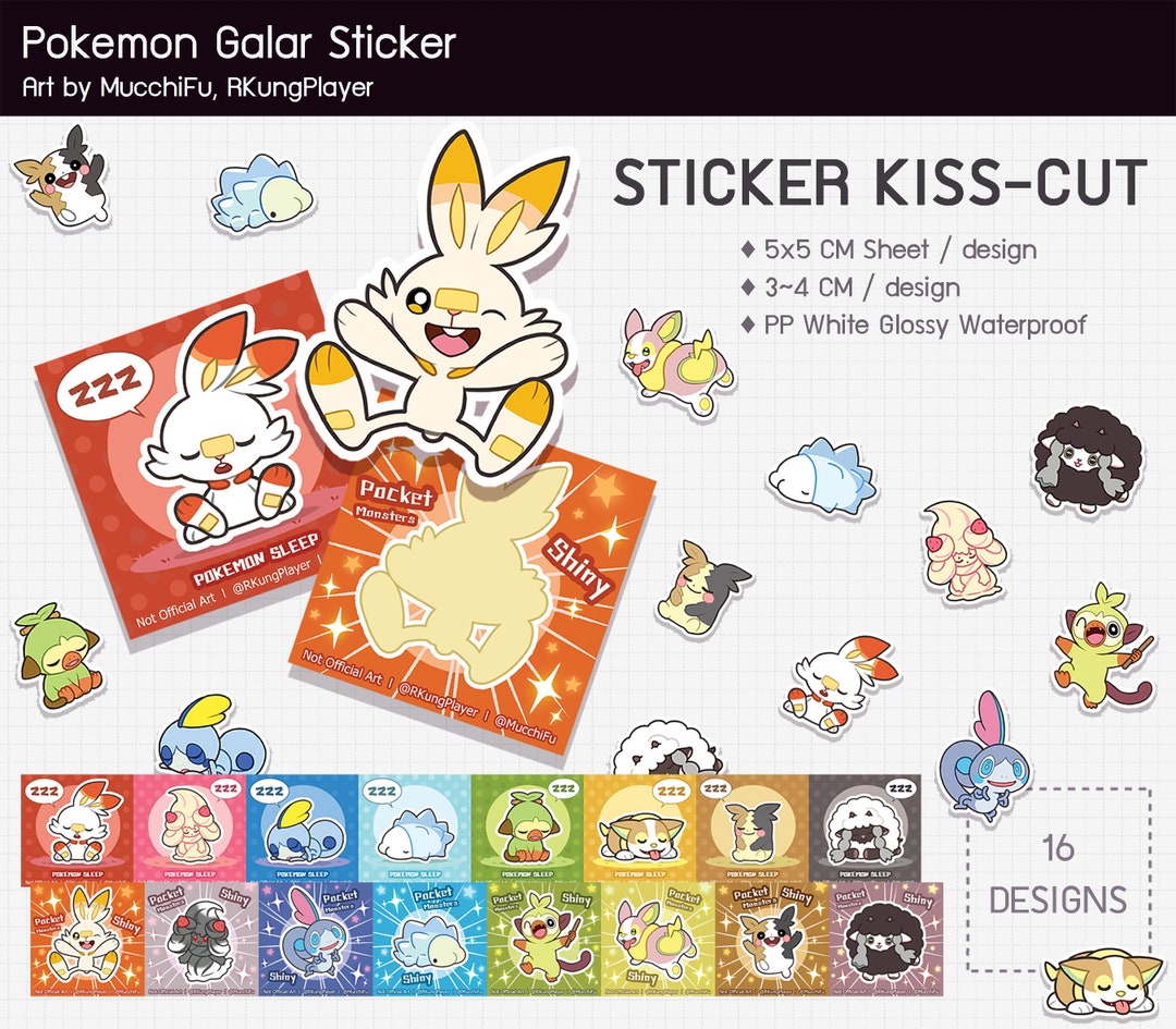 Pokemon Galar Sticker Set Pokemon Sword and Shield Alcremie, Scorbunny ...