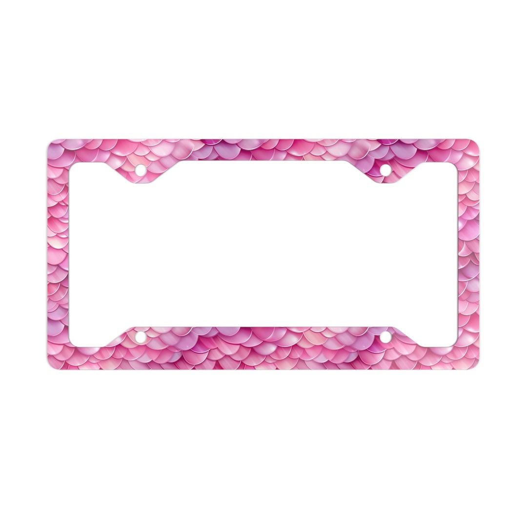 Pink Mermaid Scale Design License Plate Frame, Mermaid Fan, Ocean ...