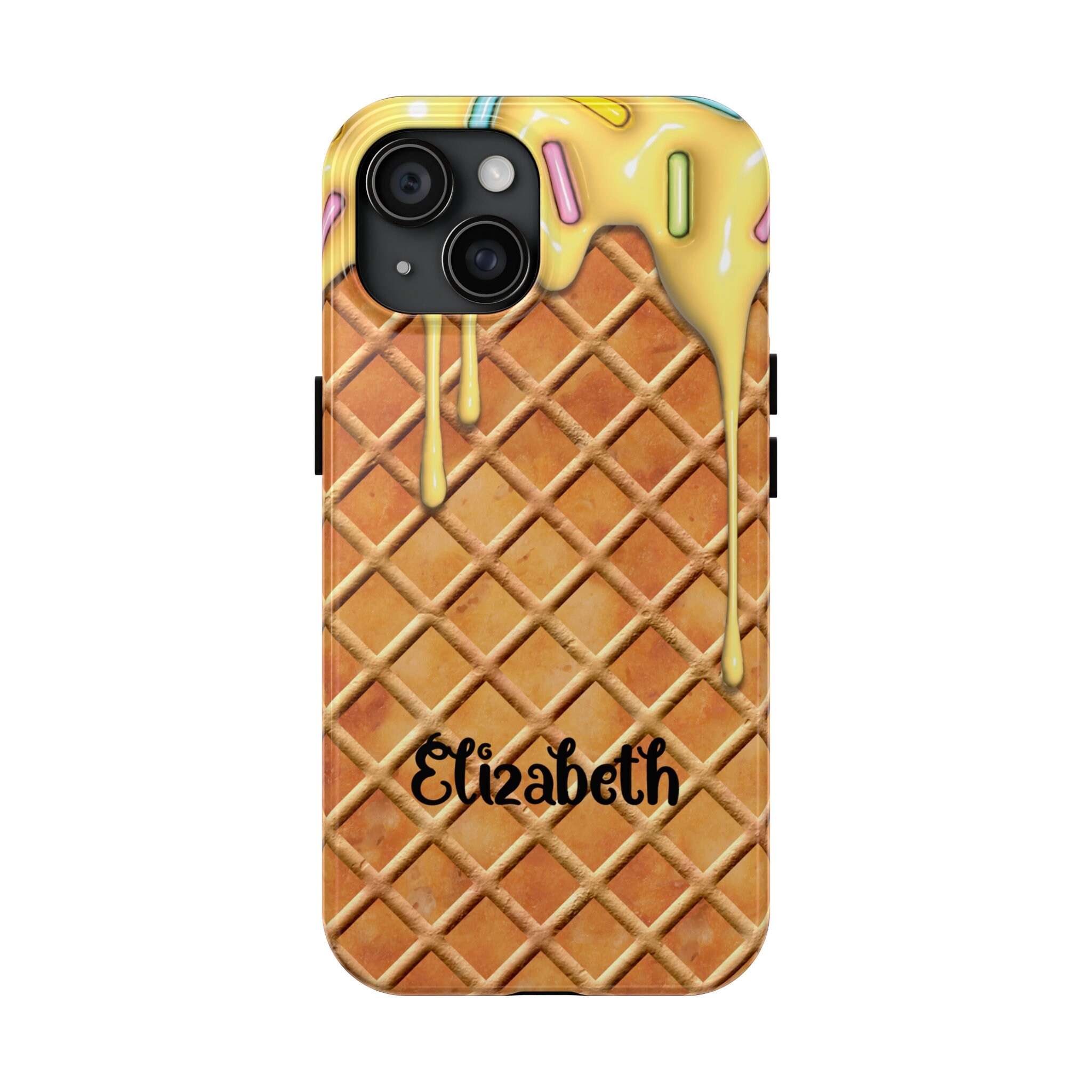 Personalized Dripping Ice Cream Waffle Phone Case for iPhone 15, 14, 13 ...