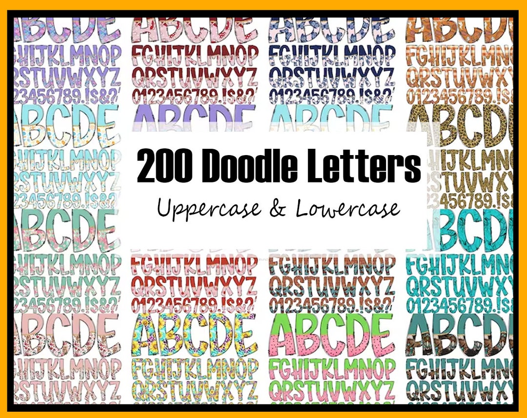 200 Doodle Letters MEGA BUNDLE Uppercase & Lowercase Entire - Etsy