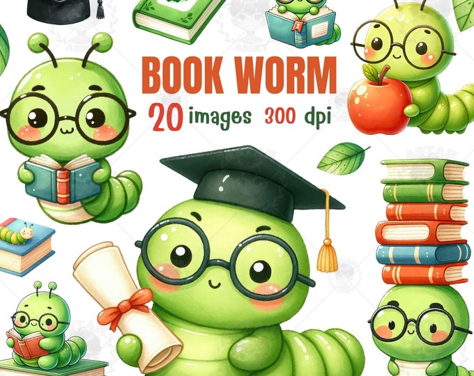 Lindo gusano acuarela clipart, Wormy Png, lindo paquete de imágenes ...